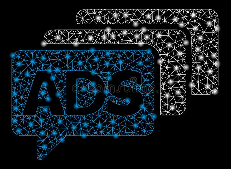Bright Mesh Wire Frame Ads Messages with Flash Spots Stock Vector ...