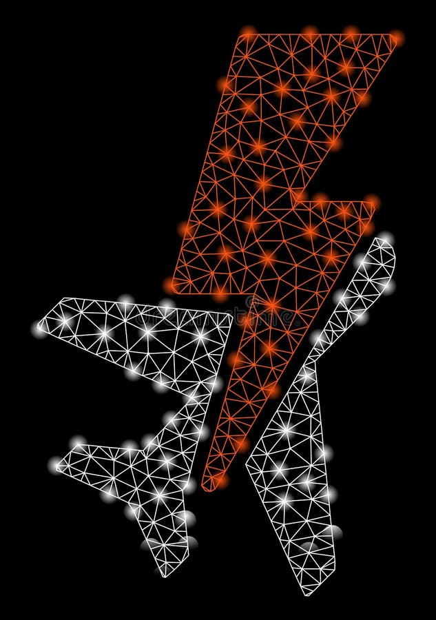 Bright Mesh Wire Frame Airplane Shock with Flash Spots Stock Vector ...