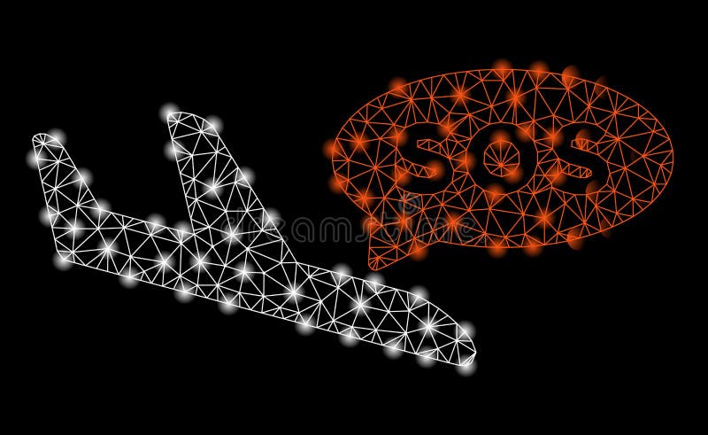 Bright Mesh Network Airplane Sos Message with Flare Spots Stock Vector ...