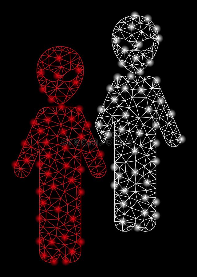 Bright Mesh 2D Aliens with Flare Spots Stock Vector - Illustration of ...