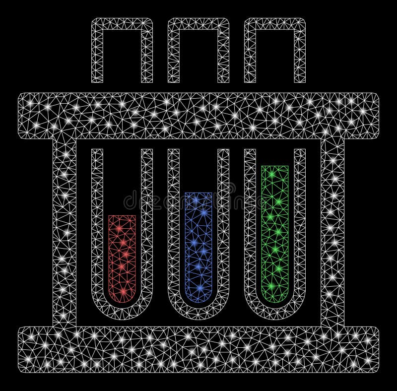 Bright Mesh 2D Analysis Test-Tubes with Light Spots Stock Vector ...