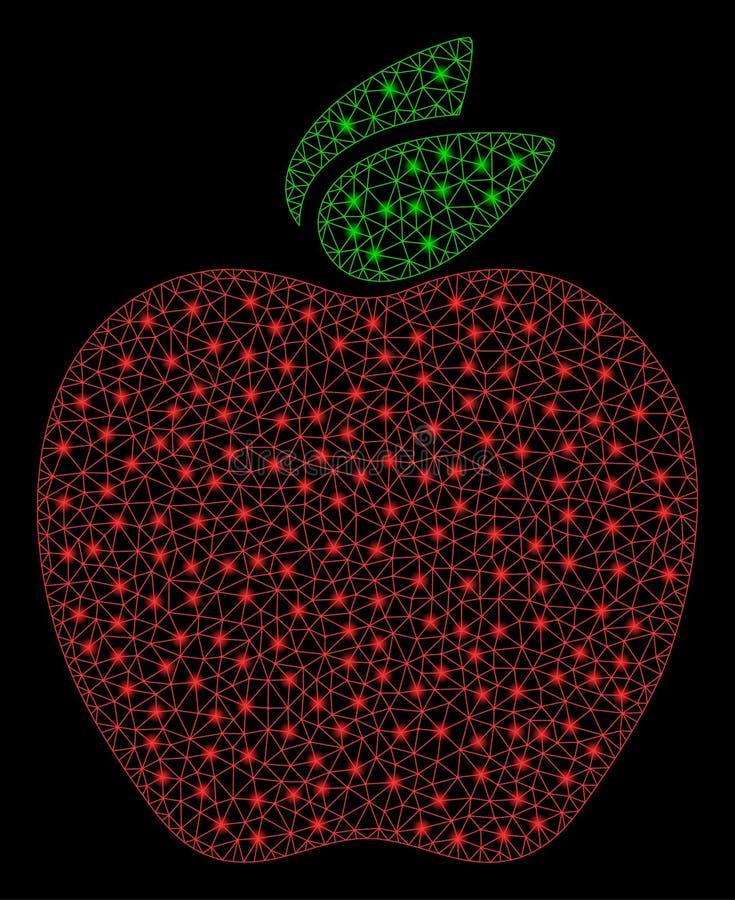 Bright Mesh Wire Frame Apple with Flash Spots Stock Vector ...