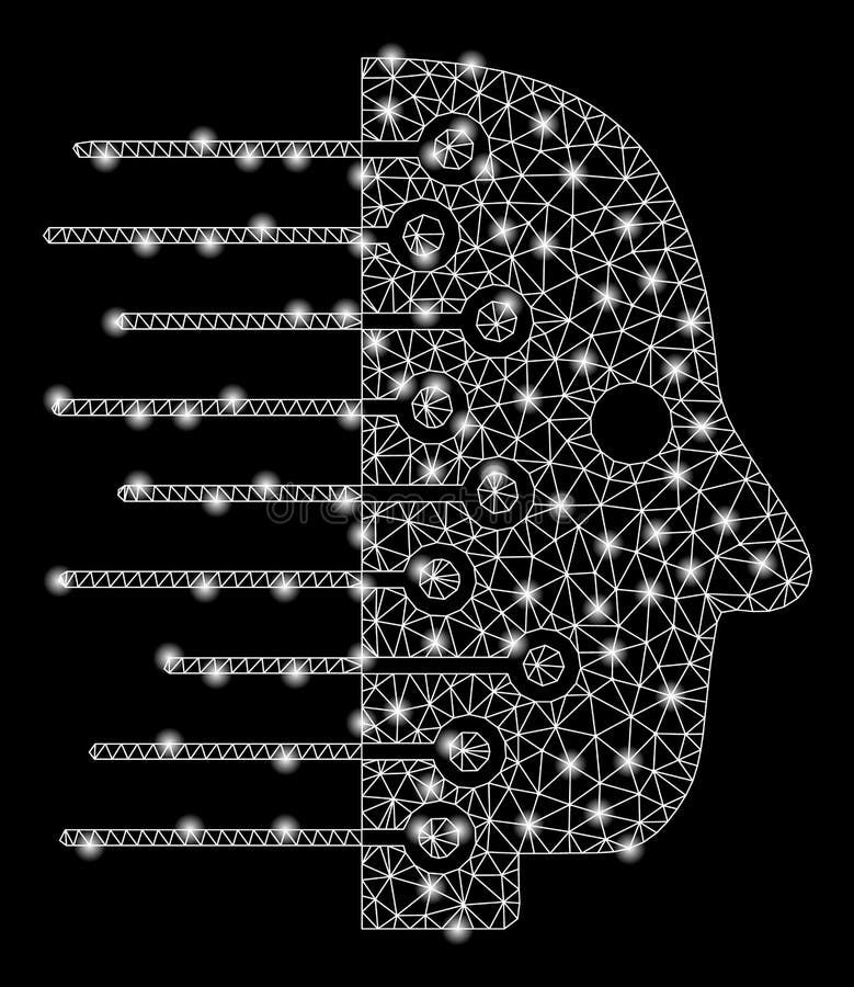Bright Mesh Carcass Artificial Intelligence with Flare Spots Stock ...