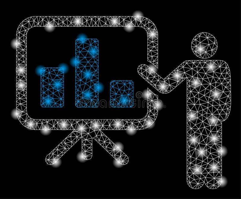 Bright Mesh 2D Bar Chart Presentation with Light Spots Stock Vector ...