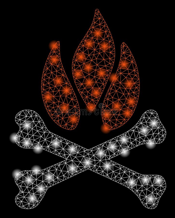 Bright Mesh 2D Bones Campfire with Light Spots Stock Vector ...
