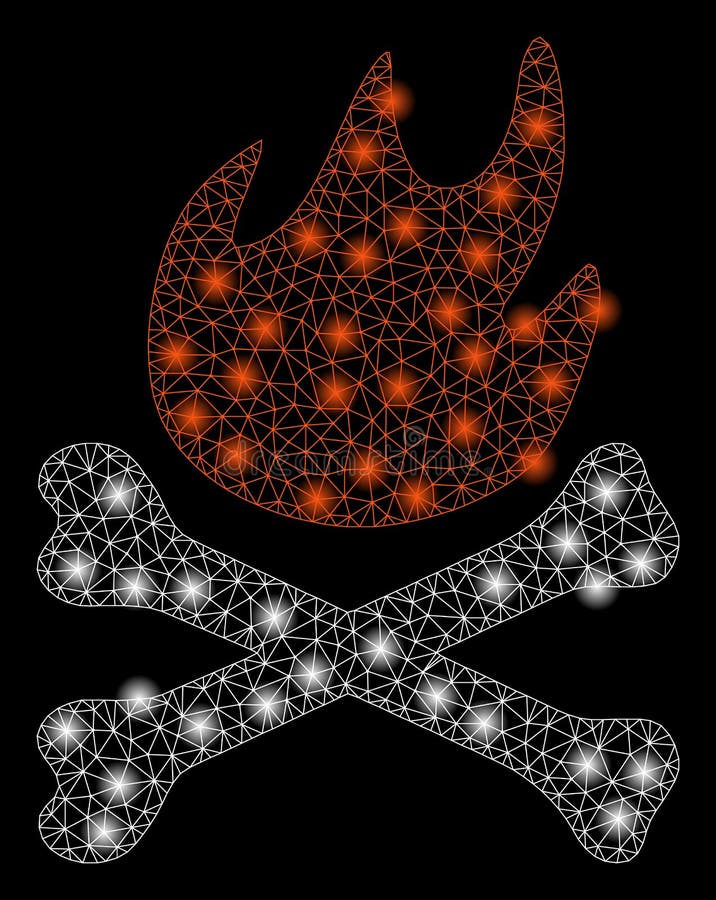 Bright Mesh Carcass Bones Hell Fire with Flash Spots Stock Vector ...