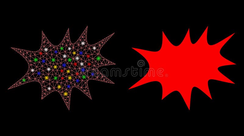 Flare Mesh Carcass Boom Bang Icon with Flare Spots Stock Vector ...