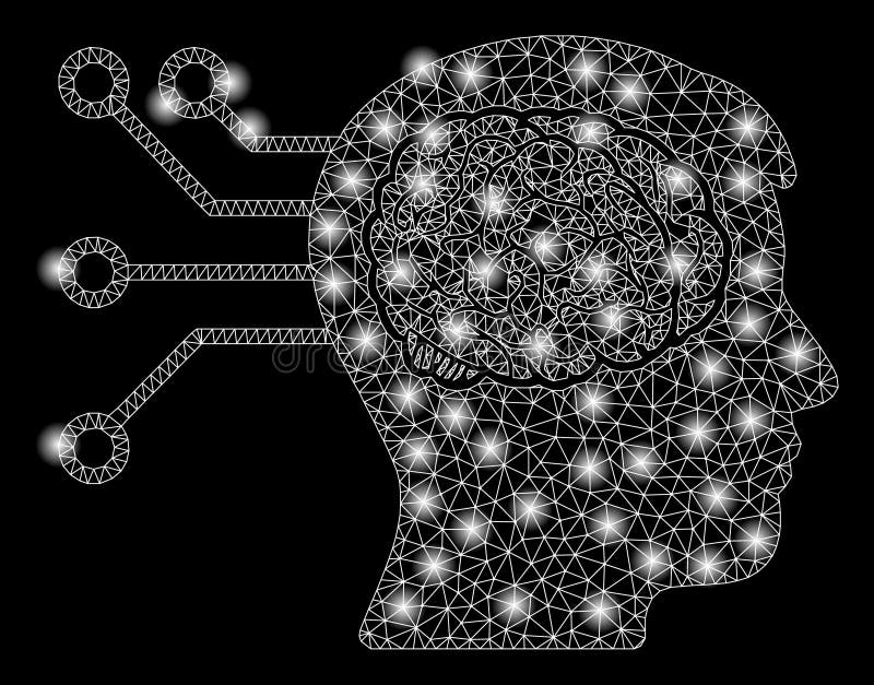 Bright Mesh Network Brain Computer Connection with Flash Spots Stock ... Bright Mesh Network Brain Computer Connection with Flash Spots Stock ...