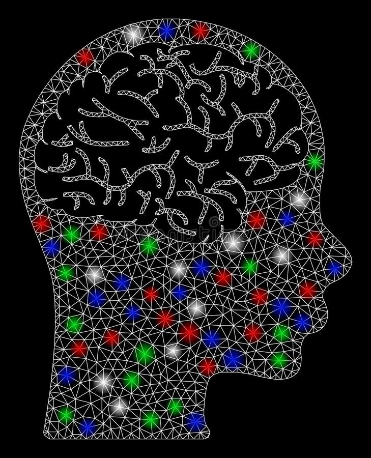 Bright Mesh Network Brain with Flash Spots Stock Vector - Illustration ...