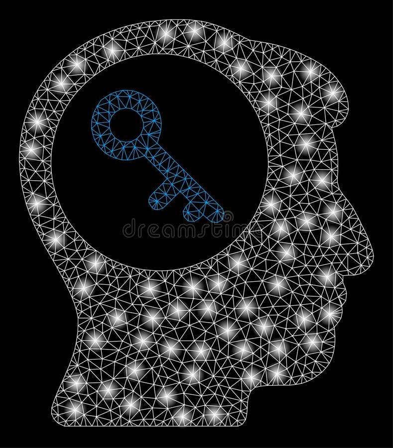 Bright Mesh Network Brain Key with Flash Spots Stock Vector ...