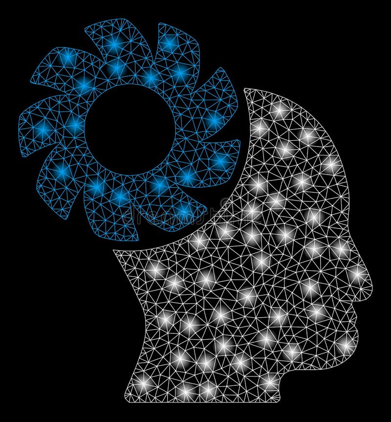 Bright Mesh Network Brain Wheel with Flash Spots Stock Vector ...