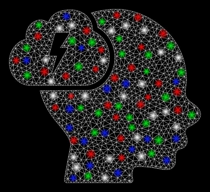 Bright Mesh Wire Frame Brainstorm with Flare Spots Stock Vector ...