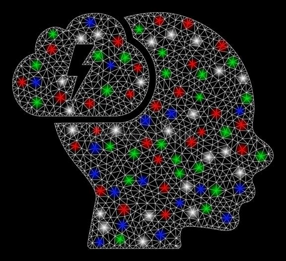 Bright Mesh Wire Frame Brainstorm with Flare Spots Stock Vector ...