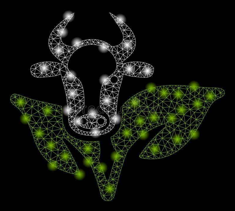 Bright Mesh 2D Bull and Plant with Light Spots Stock Vector ...
