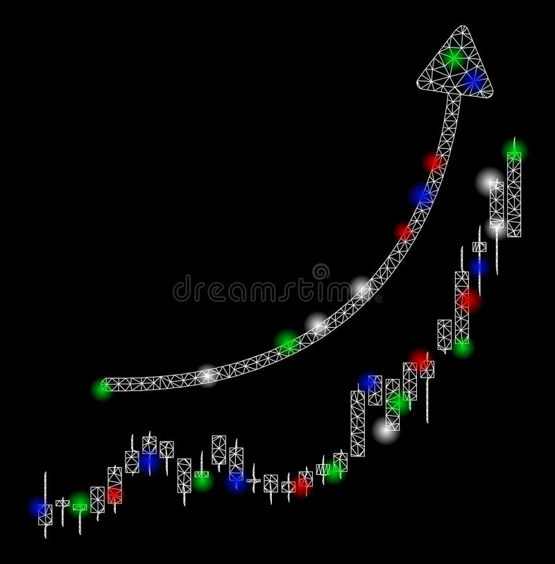 Bright Mesh 2D Candlestick Chart Growth Trend with Flare Spots Stock ...