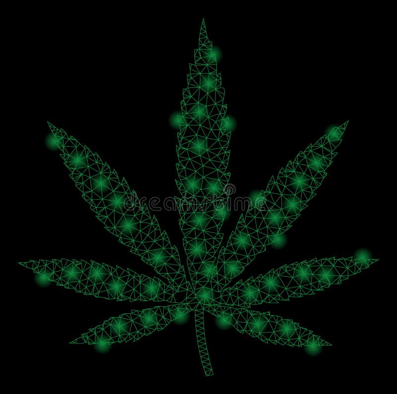 Bright Mesh Network Cannabis Leaf with Flash Spots Stock Vector ...