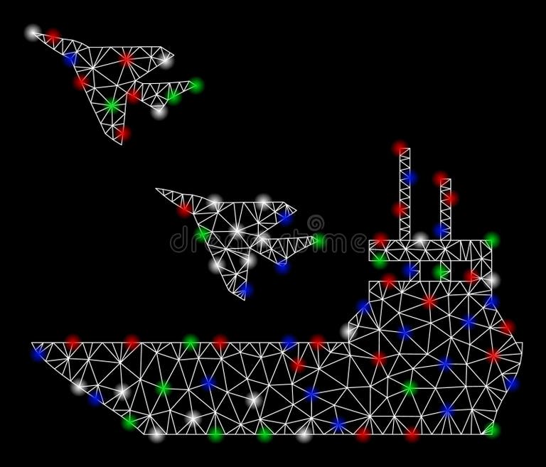 Bright Mesh Carcass Aircraft Carrier with Flare Spots Stock Vector ...
