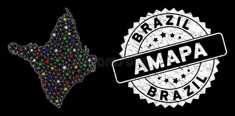 Polygonal 2D Amapa State Map and Grunge Stamps Stock Vector ...