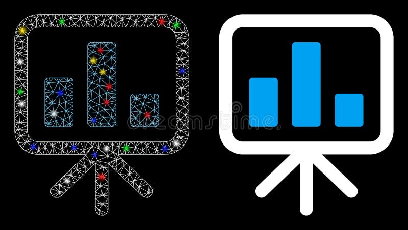 Bright Mesh Carcass Bar Chart Display Board Icon with Flare Spots Stock Vector - Illustration of ...