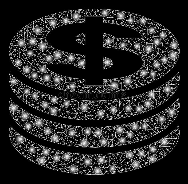 Bright Mesh Carcass Dollar Coin Column with Flash Spots Stock Vector ...