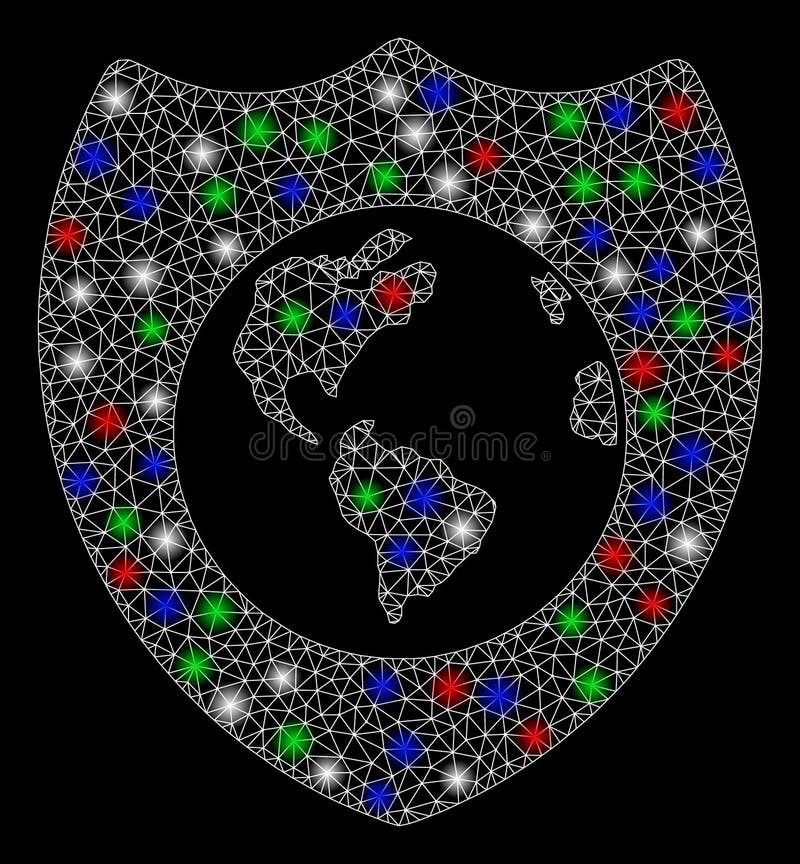Bright Mesh Carcass Earth Shield with Light Spots Stock Vector ...