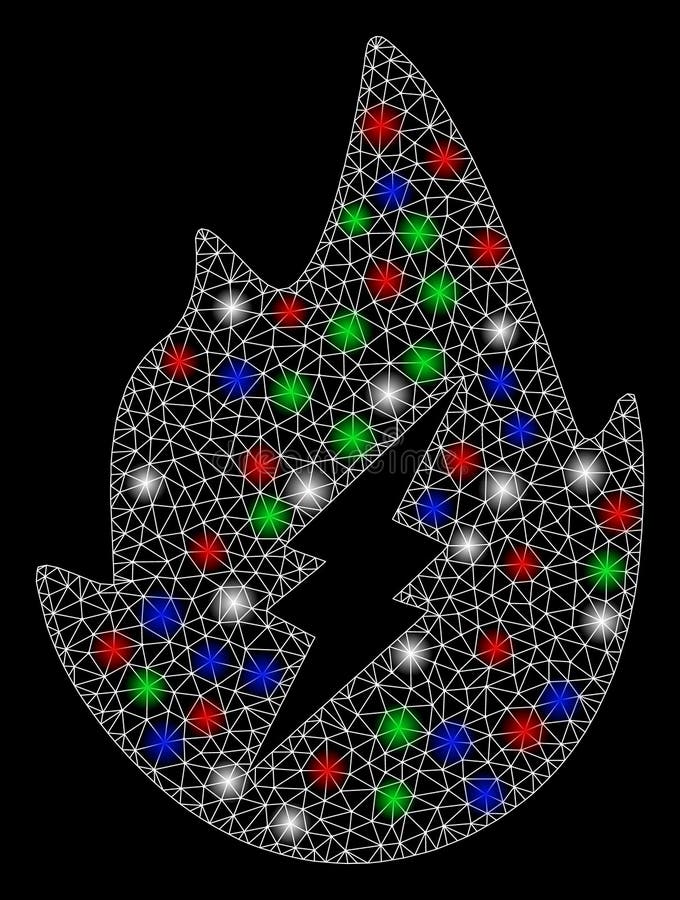 Bright Mesh Carcass Electric Spark Flame with Flare Spots Stock Vector ...