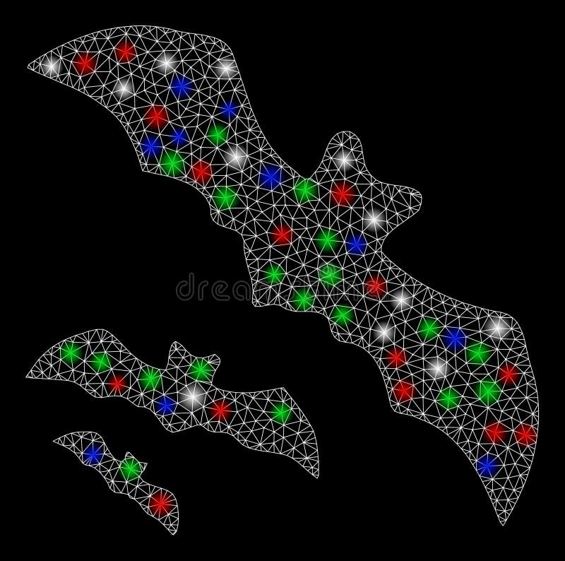 Bright Mesh Carcass Flying Bats with Flare Spots Stock Vector ...