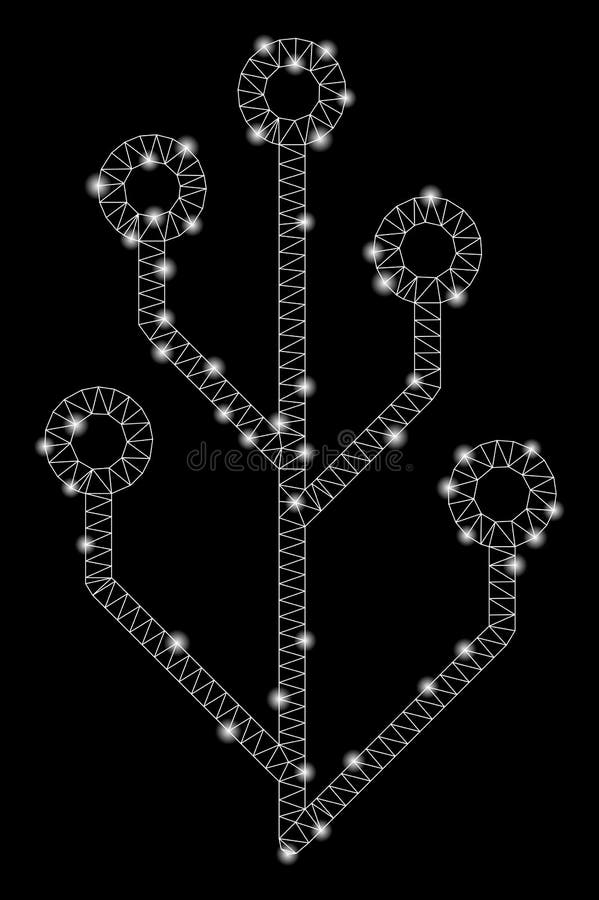 Bright Mesh Carcass Hi-Tech Tree with Flash Spots Stock Vector ...
