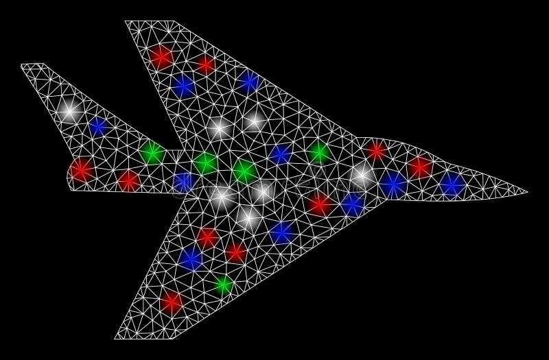 Bright Mesh Carcass Intercepter Plane with Light Spots Stock Vector ...