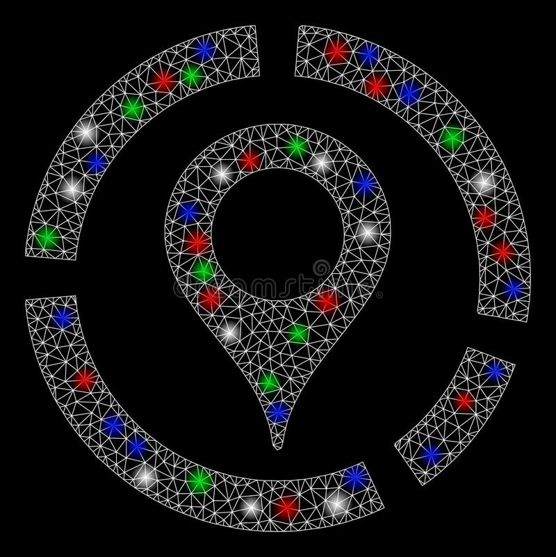 Bright Mesh Carcass Map Marker Diagram with Flash Spots Stock ...