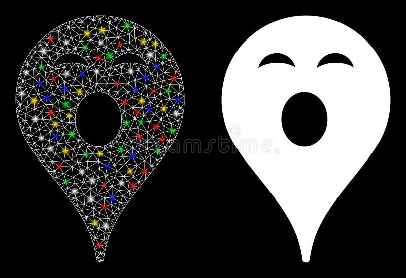 Bright Mesh Carcass Sleepy Smiley Map Marker Icon with Flare Spots ... Bright Mesh Carcass Sleepy Smiley Map Marker Icon with Flare Spots ...