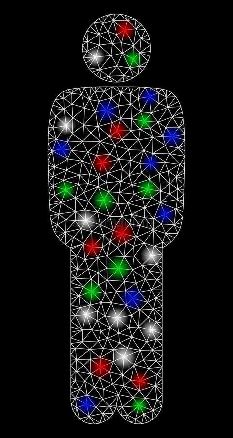 Bright Mesh Carcass Standing Man with Flare Spots Stock Vector ...