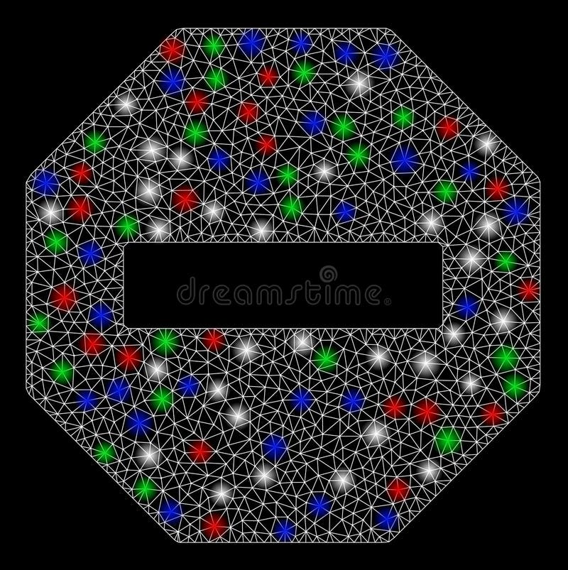 Bright Mesh Carcass Stop Sign with Light Spots Stock Vector ...