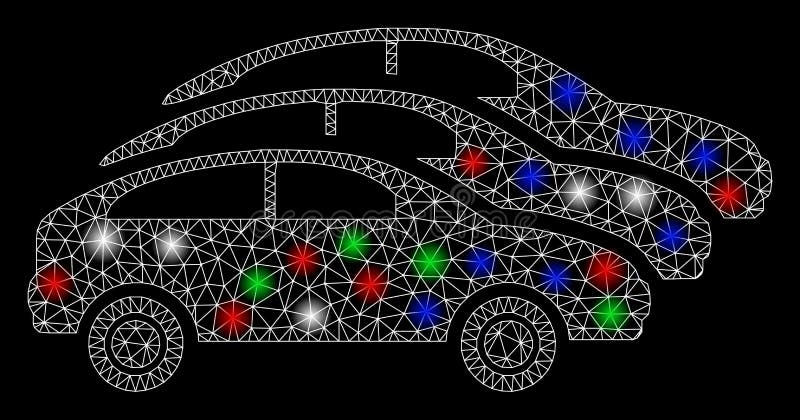 Bright Mesh Carcass Traffic Cars with Flash Spots Stock Illustration ...