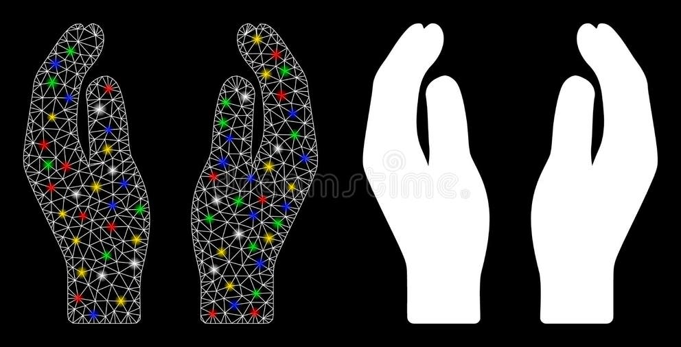 Flare Mesh 2D Care Hands Icon with Flare Spots Stock Vector ...