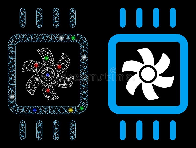 Glowing Mesh 2D Chip Cooling Icon with Flash Spots Stock Vector ...