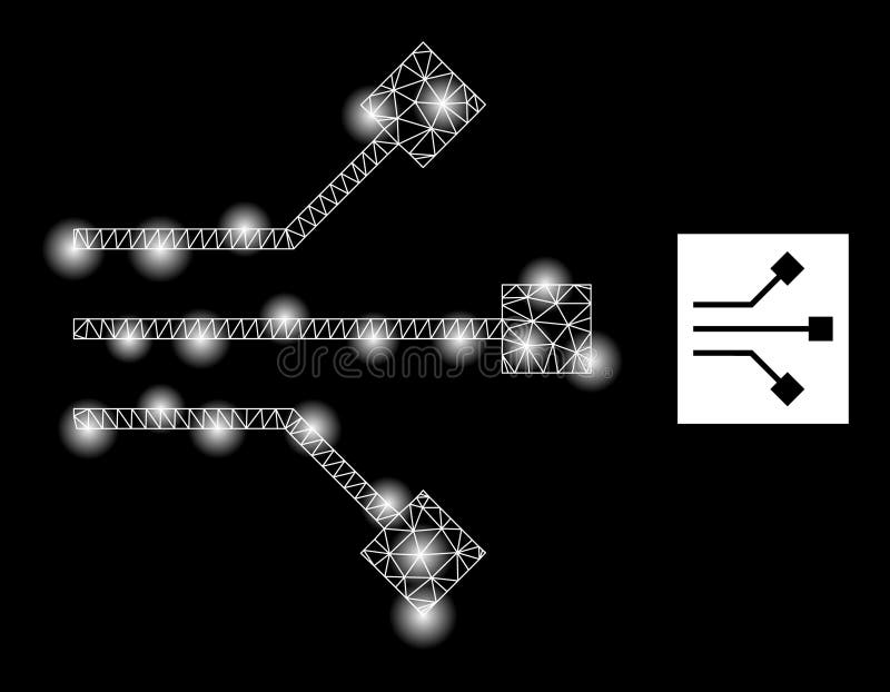 Bright Mesh Circuit Nodes Icon with Glare Lightspots Stock Vector ...
