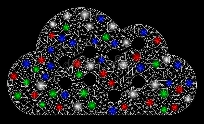 Bright Mesh Network Cloud Charts with Flare Spots Stock Vector ...