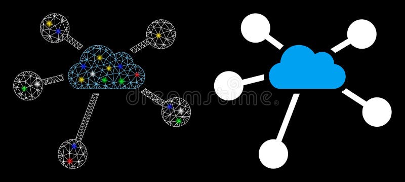Flare Mesh Network Cloud Connections Icon with Flare Spots Stock Vector ...