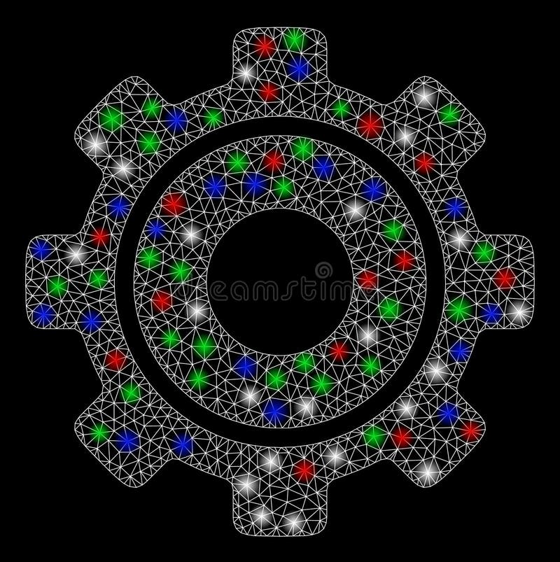 Bright Mesh Wire Frame Cog with Flare Spots Stock Vector - Illustration ...