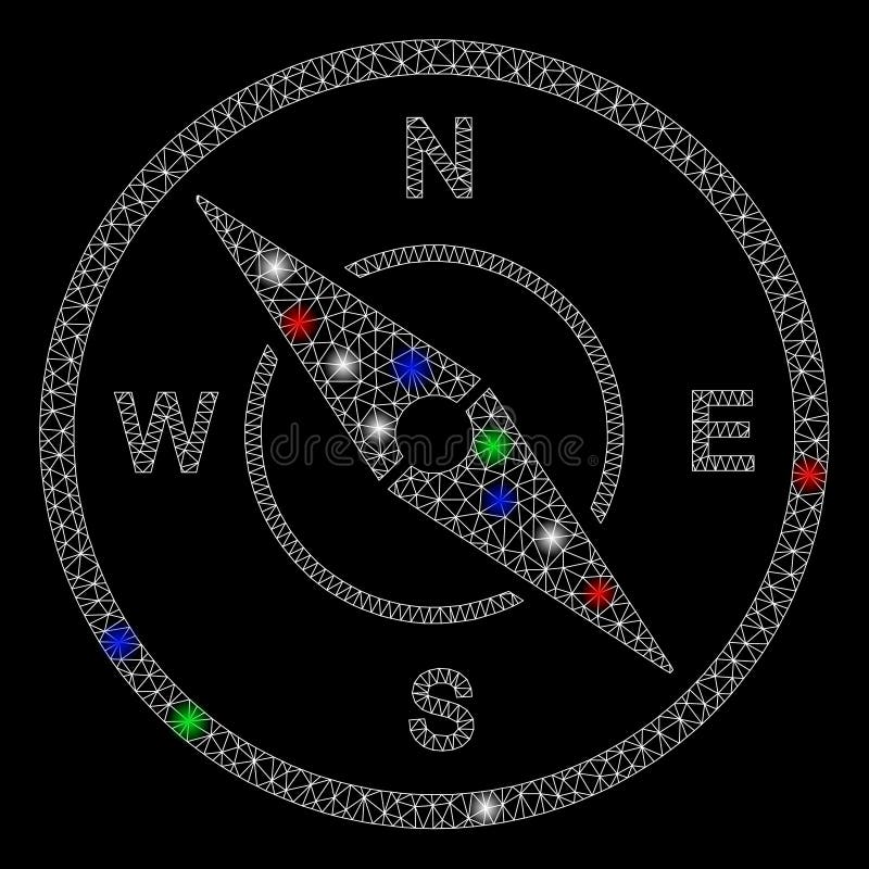 Bright Mesh Network Compass with Flash Spots Stock Vector ...