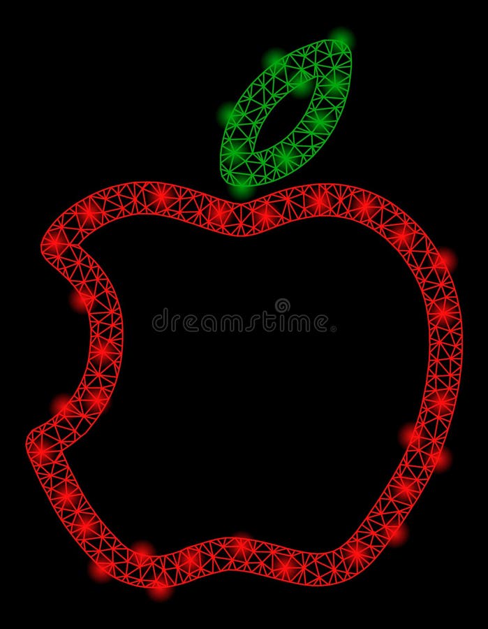 Bright Mesh Wire Frame Contour Apple with Flare Spots Editorial ...