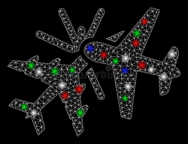 Bright Mesh 2D Airplane Collision with Flash Spots Stock Vector ...