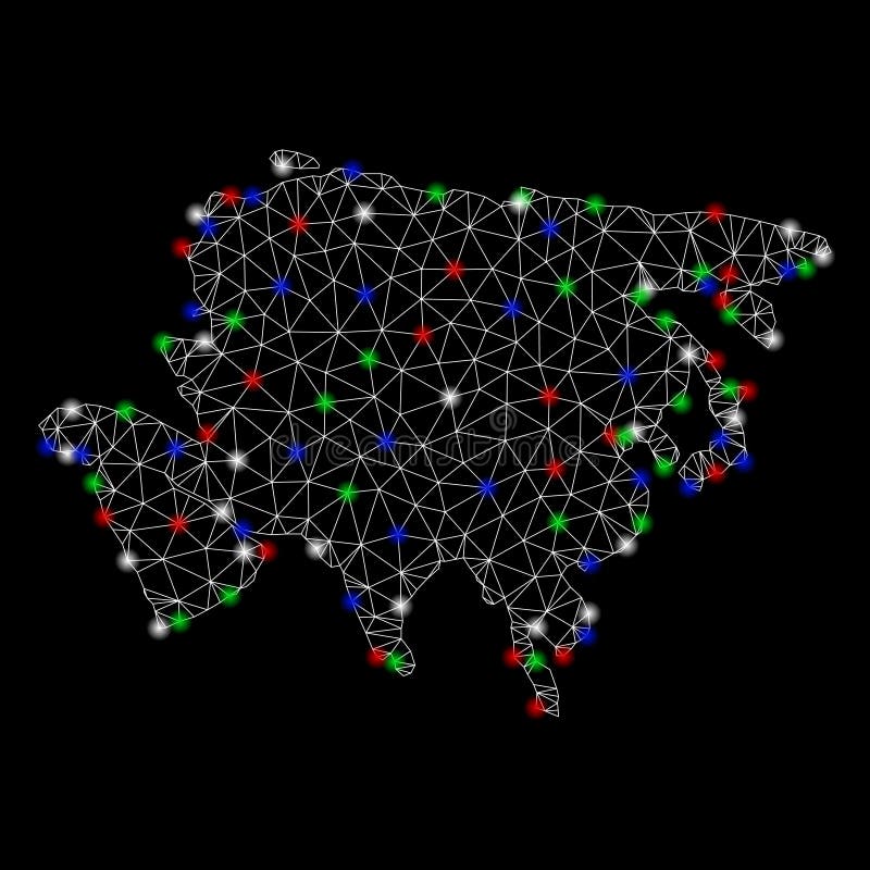 Bright Mesh 2D Asia Map with Flash Spots Stock Vector - Illustration of ...