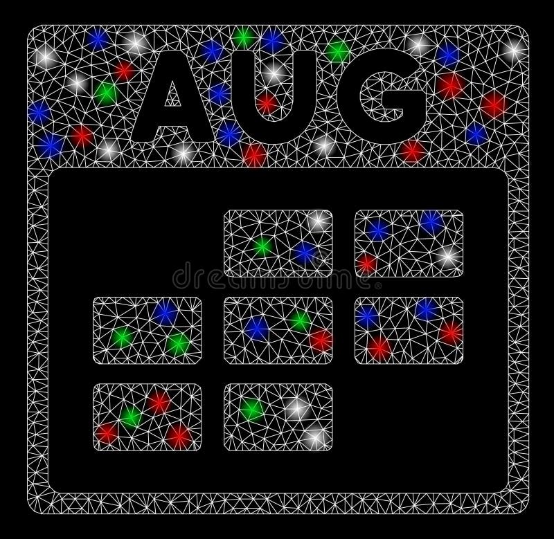 Bright Mesh 2D August Calendar Grid with Flare Spots Stock Vector ...