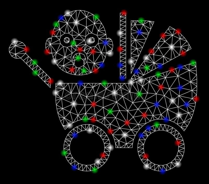 Bright Mesh 2D Baby Carriage with Flash Spots Stock Vector ...