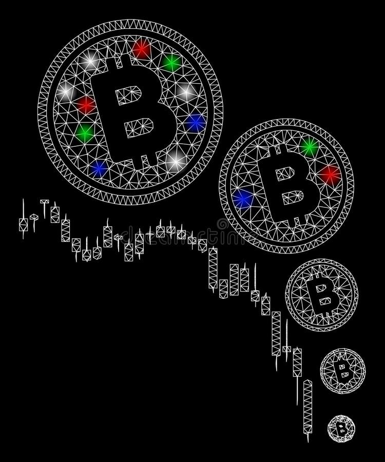 Bright Mesh 2D Bitcoin Deflation Chart with Flare Spots Stock Vector ...