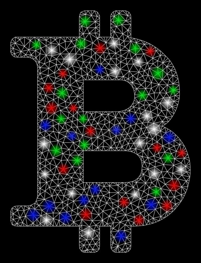 Bright Mesh 2D Bitcoin Symbol with Flash Spots Stock Vector ...