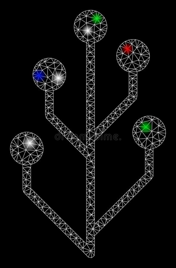 Bright Mesh 2D Circuit Tree with Light Spots Stock Vector ...