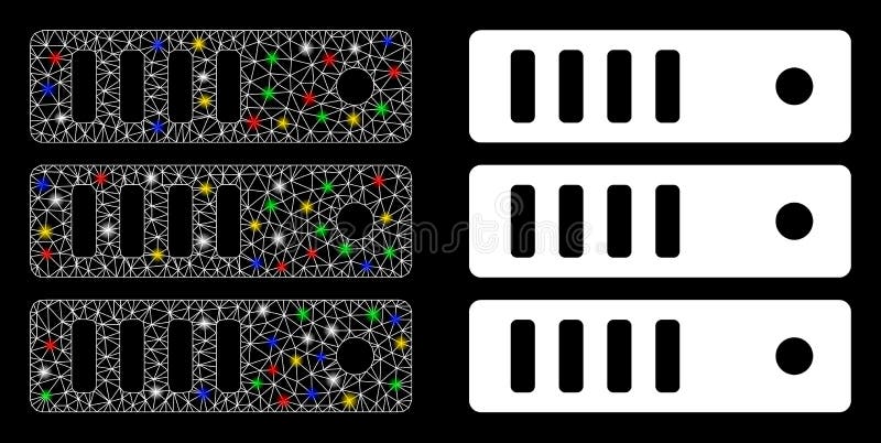Bright Mesh 2D Database Server Icon with Light Spots Stock Vector ...